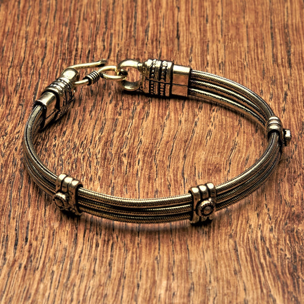 Triple Strand Snake Chain Pure Brass Bracelet - OMishka
