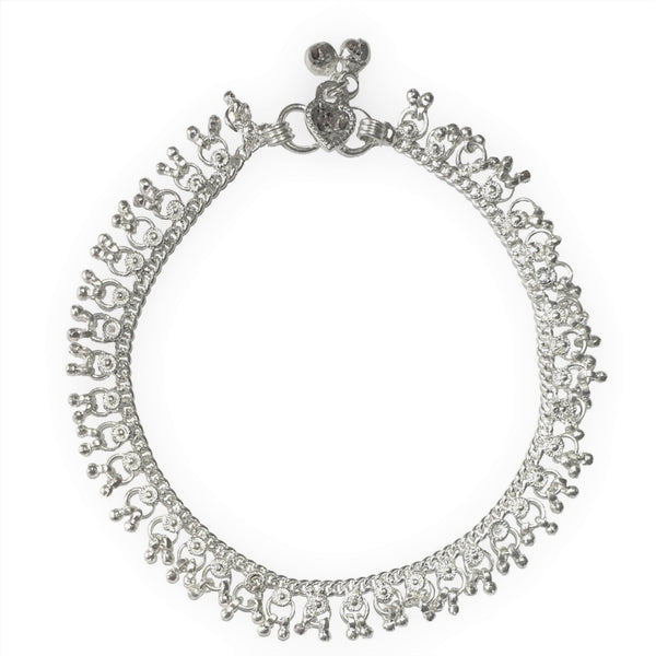 Artisan Handmade Chunky Tribal Silver Anklet - OMishka